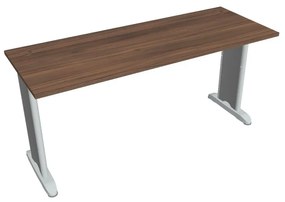 Stůl pracovní rovný 160 cm hl. 60 cm - Hobis Flex FE 1600 Dekor stolové desky: ořech, Barva nohou: Stříbrná