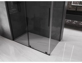 Mexen Velar, sprchový kout s posuvnými dveřmi 130 x 70 cm, 8mm šedé sklo, černá matná, 871-130-070-41-70