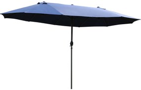 Outsunny slunečník zahradní slunečník trh slunečník dvojitý slunečník terasa slunečník s ruční klikou modrý ovál 460 x 270 x 240 cm | Aosom