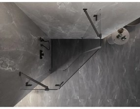 Mexen Lunar, pětiúhelníkový sprchový kout naklápěcí doleva 90 x 90 cm, 8mm čiré sklo, pistolově šedý kartáčovaný - 831-090L-090P-66-00-L