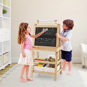 Costway Dětský stojan 3 v 1, oboustranná tabule a papír na kreslení