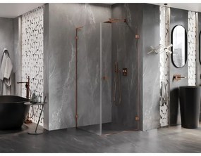 Mexen Lunar-B L výklopný sprchový kout pravý 80 x 80 cm, čiré sklo, růžové zlato, 832L-080-080-60-00-P