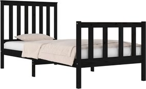 vidaXL Rám postele masivní borovice 90 x 190 cm Single [3103877] Barva: Černá