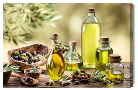Obraz Olivový Olej S Kořením Nedostatek Nedostatek Přírodní plátno 100x70