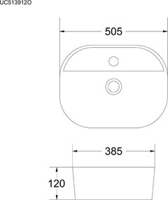 Mereo, Mereo Umyvadlo na desku bez přepadu, 505x385x120 mm, keramické, MER-UC513912O