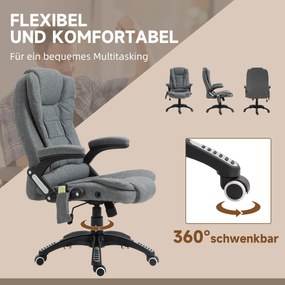 Masážní křeslo Vinsetto manažerské kancelářské křeslo výškově nastavitelné ergonomické masážní šedé 67 x 74 x 116-126 cm | Aosom