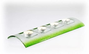 BDK-GLASS Skleněný svícen TUNNEL na 4 svíčky zelený