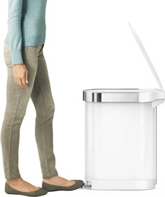 Úzký pedálový odpadkový koš Simplehuman Slim – 45 l, bílá nerez ocel
