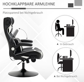 Herní židle Vinsetto s houpací funkcí, výškově nastavitelná kancelářská židle, ergonomická počítačová židle s reproduktorem, bederní a krční opěrkou …