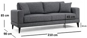 Hanah Home Třímístná pohovka NORDIC šedá 560ARE1307