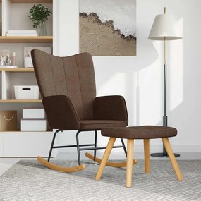 Houpací křeslo se stoličkou hnědé textil 328021