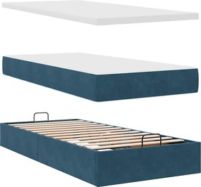 Osmanský rám postele s matrací tmavě modrá 80x200cm samet 3311811