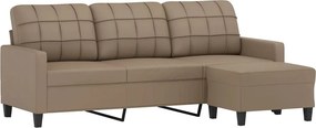 3místná pohovka s podnožkou cappuccino 180 cm umělá kůže 3201018