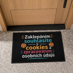 Mercury Flooring, Rohožka Zaklepáním souhlasíte s cookies 40x60 cm, 40x60, černá