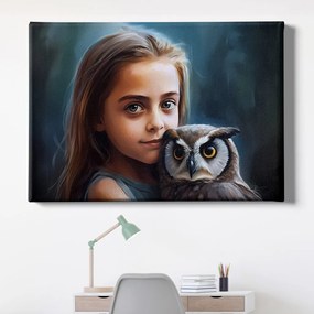 Obraz na plátně - Dívka a její nejlepší kamarádka sova FeelHappy.cz Velikost obrazu: 180 x 120 cm