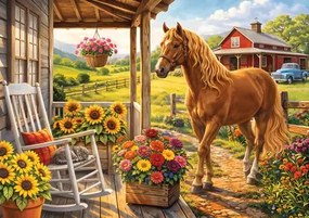 TREFL Puzzle Kůň na farmě / 1000 dílků / 68 x 48 cm