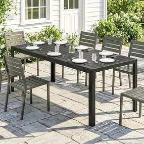 Outsunny zahradní stůl hliníkový stůl 120x70 cm pro zahradní terasu dřevo-plast polywood černý odolný proti povětrnostním vlivům a moderní | Aosom.de