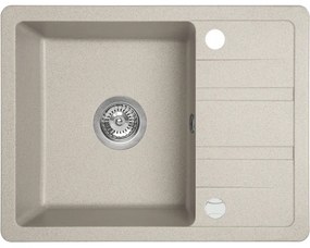 Laveo Stella, 1-komorový granitový dřez 580x440x163 mm s krátkým odkapávačem, béžová, LAV-SBY_413T