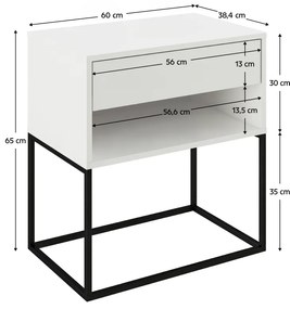 Kondela Noční/příruční stolek, bílá/černá, ARTI TYP 2