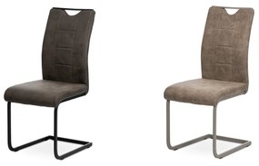 AUTRONIC Jídelní židle, šedá látka v dekoru vintage kůže, bílé prošití, kov - černý lak DCL-412 GREY3