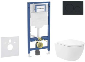 Geberit Duofix - Set předstěnové instalace, klozetu Oudee Vortex a sedátka softclose, tlačítko Sigma20, matná černá/černá SANI11CA5146B
