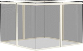 Outsunny Mosquito Nets for Gazebo/Canopy/Pavilion 3 x 3 m - Set of 4 Zippered Panels + Attachment Hooks - Polyester/Nylon | Aosom
