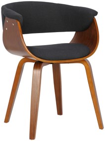 Židle Bruce látka, dřevěné nohy ořech - Černá