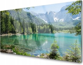 Obraz Fotografie na skle Hory Jezero Les Příroda 100x50
