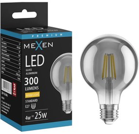 Mexen Vintis LED filamentová žárovka E27, G80, 4W, Teplá - 2700K, 300 lm, kouřová - L155-E27-0427-70