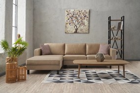 Hanah Home Sametová pohovka KALE krémová levá 825BLC2725