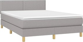 Box spring postel s matrací a LED světle šedá 140x200 cm textil 3133637