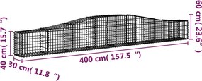 Klenuté gabionové koše 7 ks 400x30x40/60 cm pozinkované železo 3145792