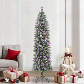 Umělý štíhlý vánoční strom Zelená a bílá 210 cm 3395311