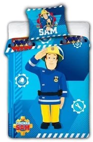 Textylia Bavlněné dětské povlečení do postýlky licenční Disney 100X135cm / 40x60cm Požárník Sam modré