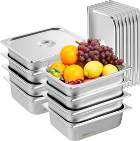 8 balení 1/2 velikosti Hotelové pánve Parní stolní pánev Nerezová ocel 10,2 cm