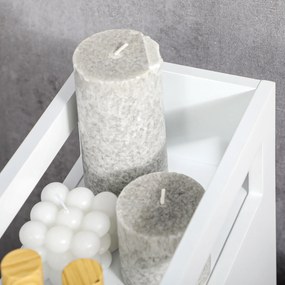 kleankin Koupelnová skříňka Skříňka do niky s kolečky, 2 zásuvky a otevřená přihrádka, koupelnový vozík, bílá, 16x49,5x66cm| Aosom
