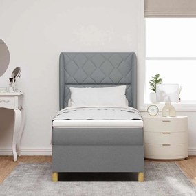 Postel s boxspringem s čelo Světle šedá 200 x 90 cm textil 3340795