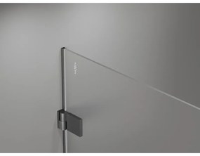 Mexen Lunar-B, pravostranný výklopný sprchový kout 75 x 70 cm, 8mm čiré sklo, pistolově šedý kartáčovaný - 832-075-070-66-00-P