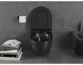 Mexen Lena WC mísa Rimless s pomalu padající deskou slim, duroplast, Matná černá - 30220185