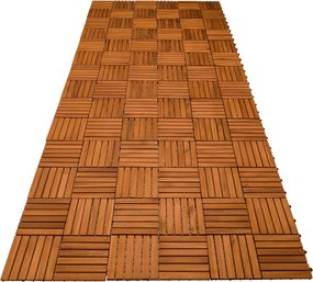 Deuba Dřevěné dlaždice Quatro mozaika - sada 11 ks, 30x30 cm
