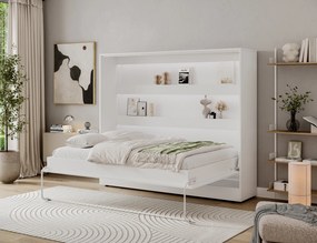 Devesto Sklápěcí postel Horizontální 140 Bílá LED