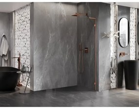 Mexen, Mexen Lunar L sprchová stěna pravá 90 x 200 cm, průhledná 8 mm, růžové zlato - 830L-090-000-60-00-P