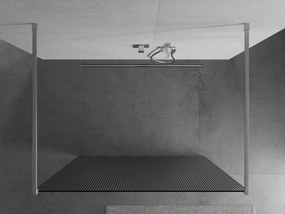 Mexen Kioto, sprchová zástěna Walk-In 110 x 200 cm, 8mm sklo s žebrovým vzorem, broušená ocel profil, 800-110-002-97-09