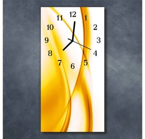 Nástěnné hodiny obrazové na skle - Abstrakt žlutý