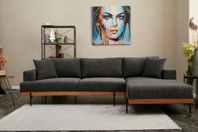 Hanah Home Rohová pohovka LIVA tmavě šedá pravá 287 cm 825BLC2812