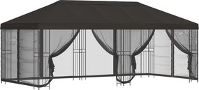 Altán s bočními stěnami 6 x 3 m Antracitová Polyester a ocel 3375996