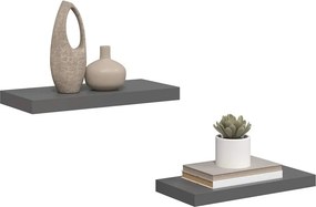 Plovoucí nástěnné police 2 ks šedé vysoký lesk 50x23,5x3,8 cm MDF 323788
