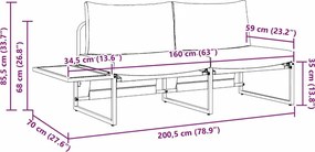 vidaXL Zahradní sofa s polštářem Světle šedá 200,5 x 70 x 85,5 cm Ocel [42007550]