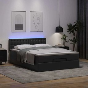 Osmanský postel s matracemi&amp;LED černá 140x200cm umělá kůže 3312157