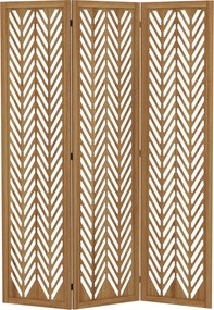 HOMCOM Skládací Paraván se 3 Panely 120x1.7x170 cm Přírodní Dřevo s Geometrickým Vzorem pro Kancelář a Ložnici